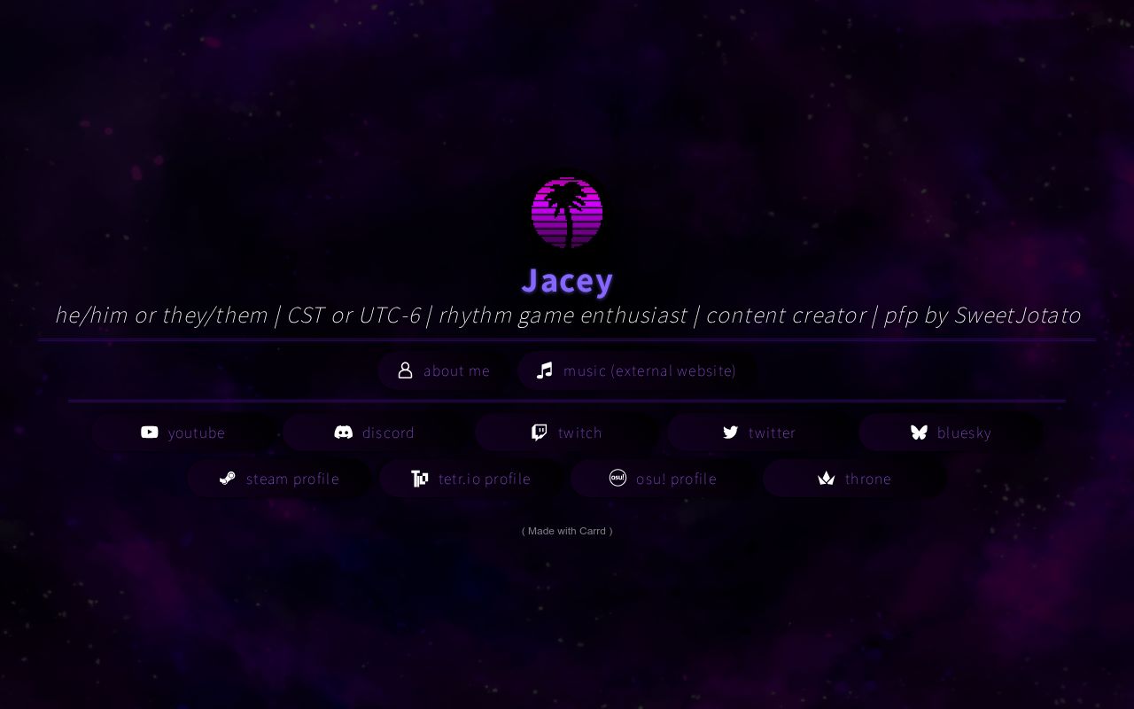 Jacey's carrd.co website!
